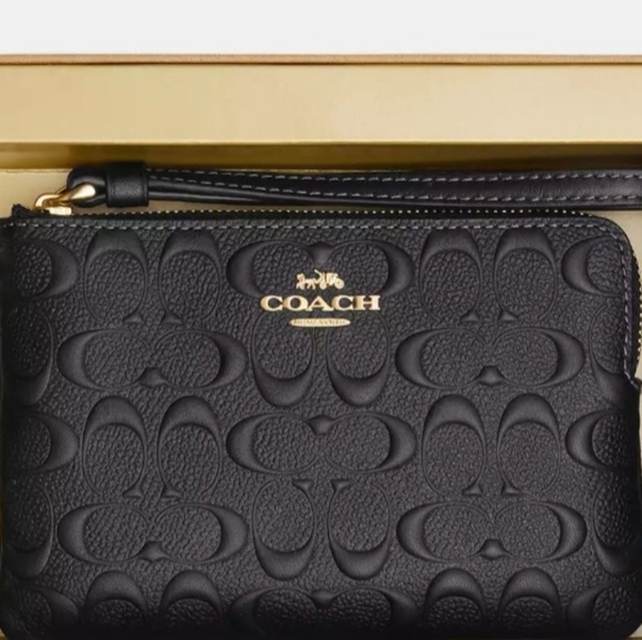 Coach | Bags | Nib Nwt Coach Boxed Corner Zip Wristlet In Signature Leather | Poshmark